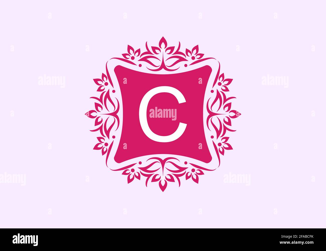 Pink vintage frame with C initial letter in the middle design Stock ...