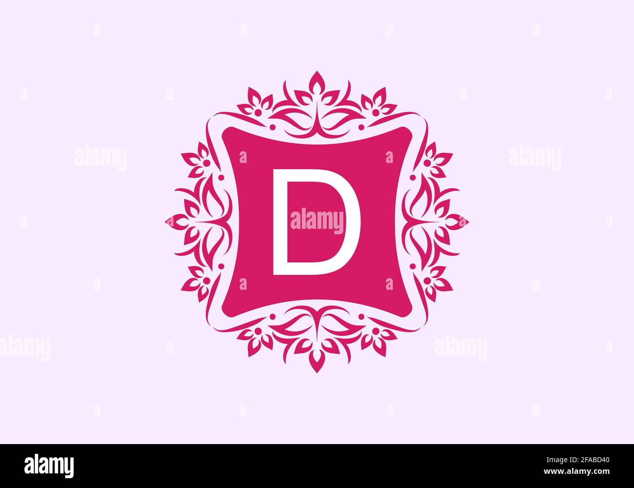 Pink vintage frame with D initial letter in the middle design Stock ...