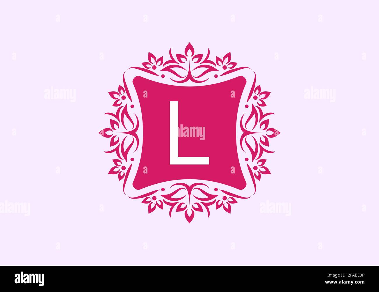 Pink vintage frame with L initial letter in the middle design Stock ...