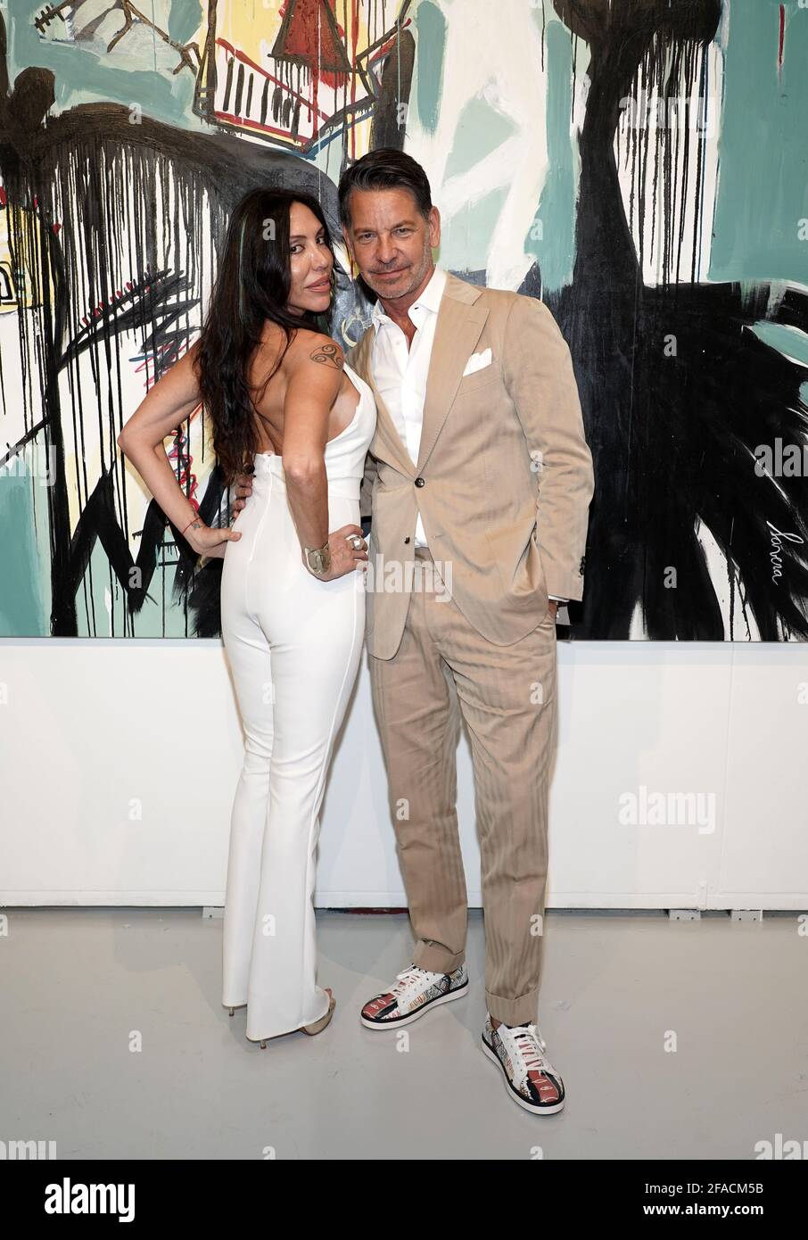 MIAMI, FL - APRIL 22: Artist Fernanda Lavera and Greg Schriefer are ...