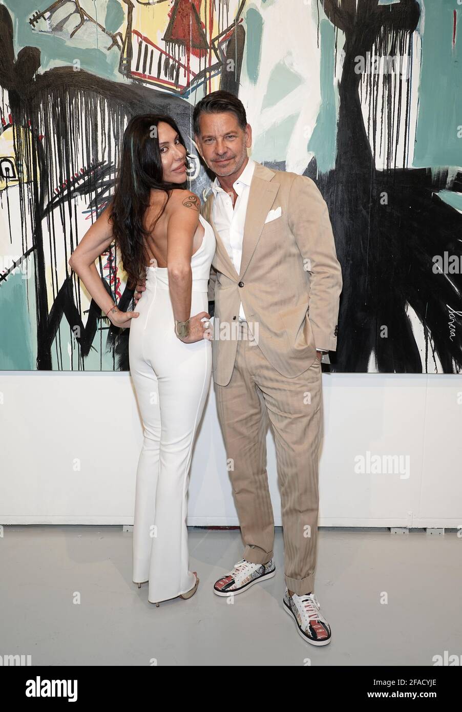MIAMI, FL - APRIL 22: Artist Fernanda Lavera and Greg Schriefer are ...
