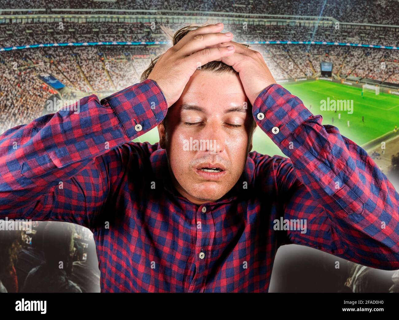 sport emotion conceptual portrait of nervous and dejected soccer ...