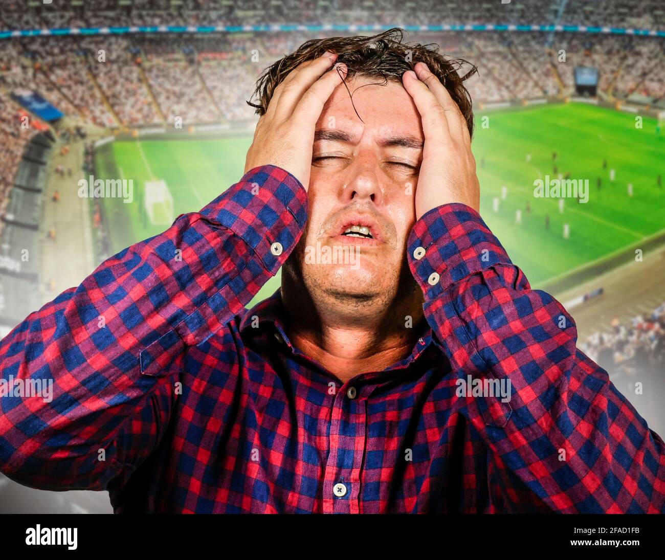 sport emotion conceptual portrait of nervous and dejected soccer ...