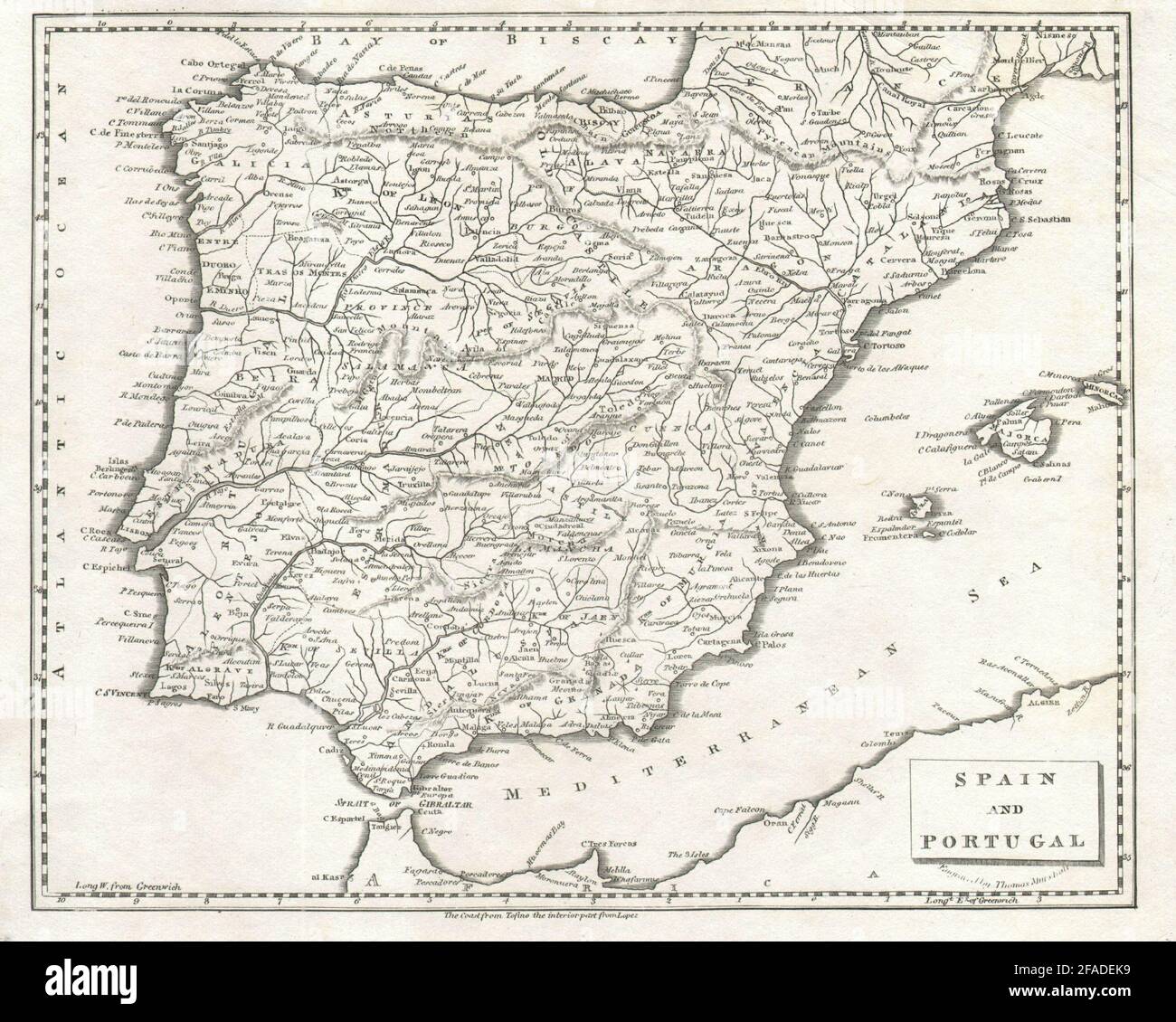 Spain and Portugal by Arrowsmith & Lewis. Iberia 1812 old antique map ...
