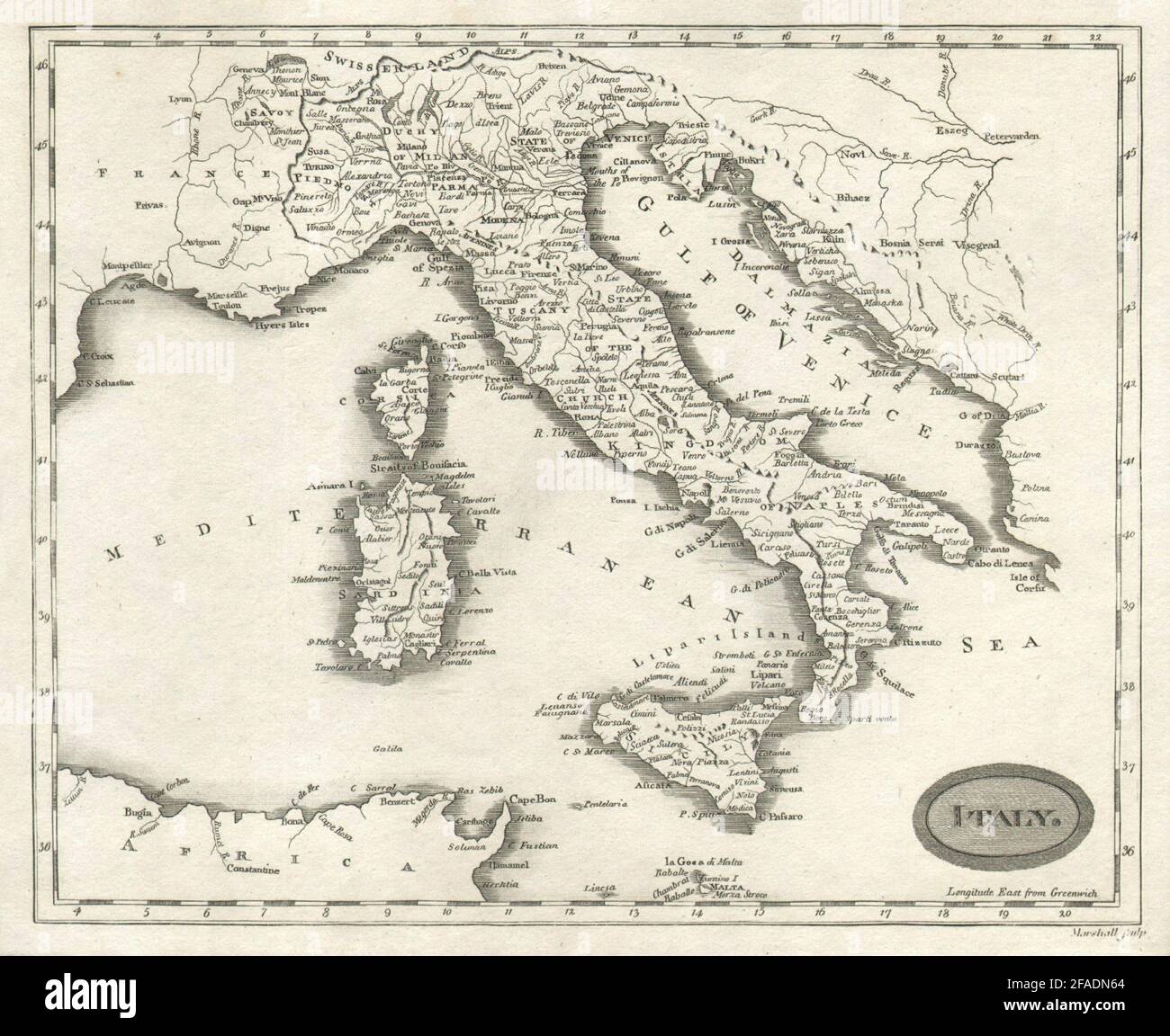 Italy by Arrowsmith & Lewis 1812 old antique vintage map plan chart ...