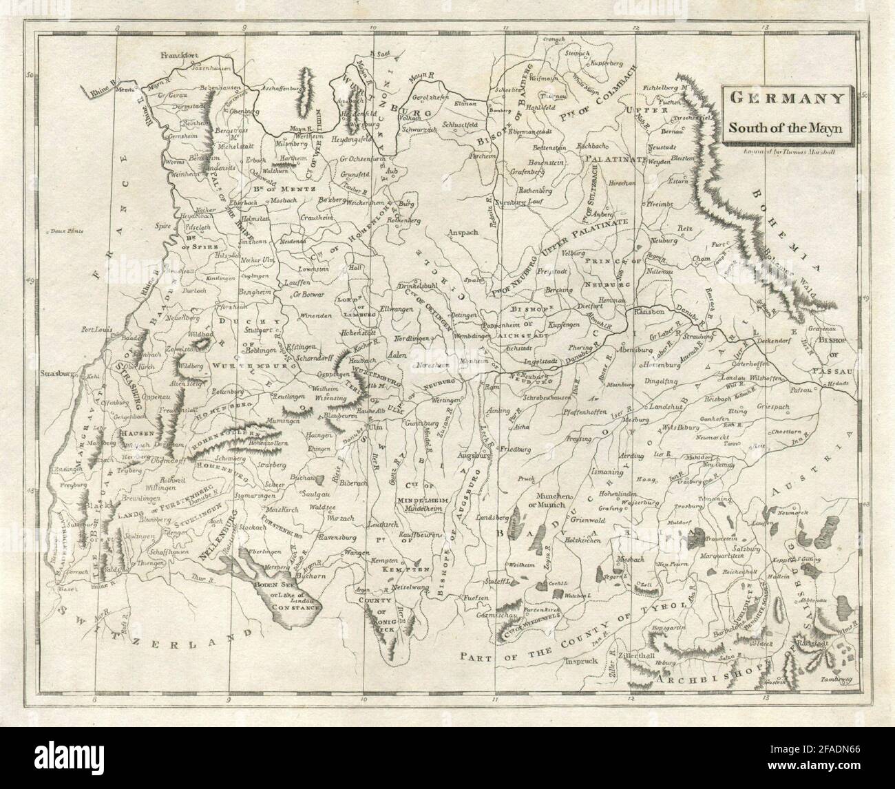 Germany South of the Mayn. Arrowsmith & Lewis Bavaria Baden-Württemberg ...