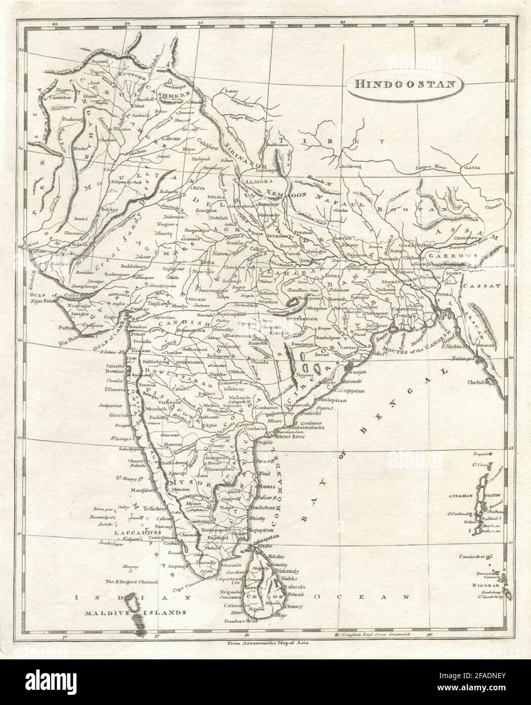 Hindoostan by Arrowsmith & Lewis. Indian subcontinent. Pakistan 1812 ...