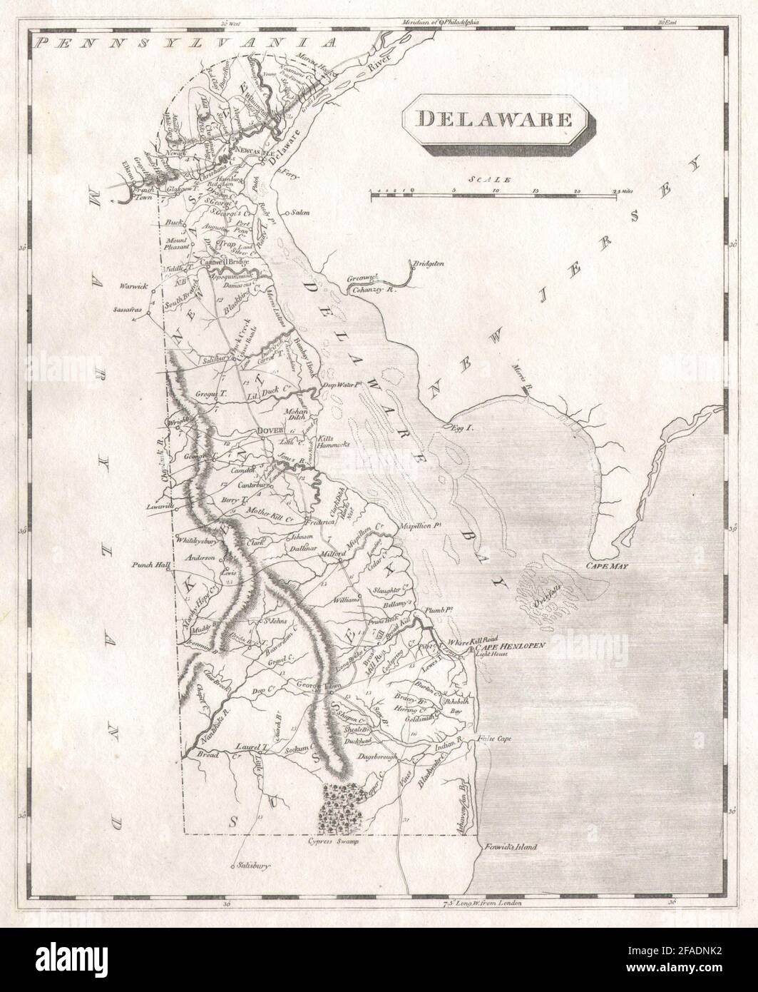 Delaware state map by Arrowsmith & Lewis 1812 old antique plan chart ...