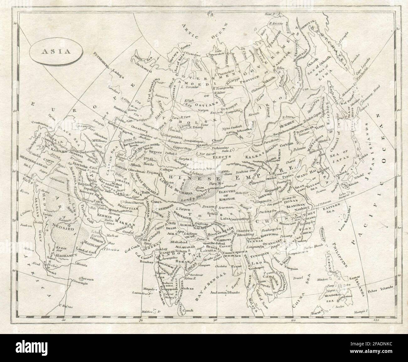Asia by Arrowsmith & Lewis. Arabia. Chinese Empire 1812 old antique map ...