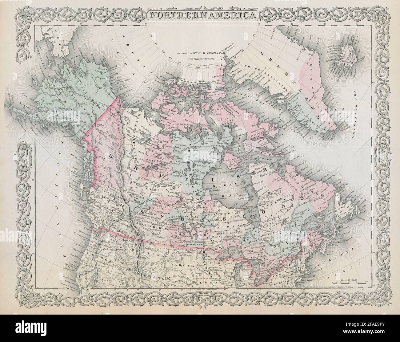"Northern America". Canada. River basins. Alaska purchase. COLTON 1869 ...