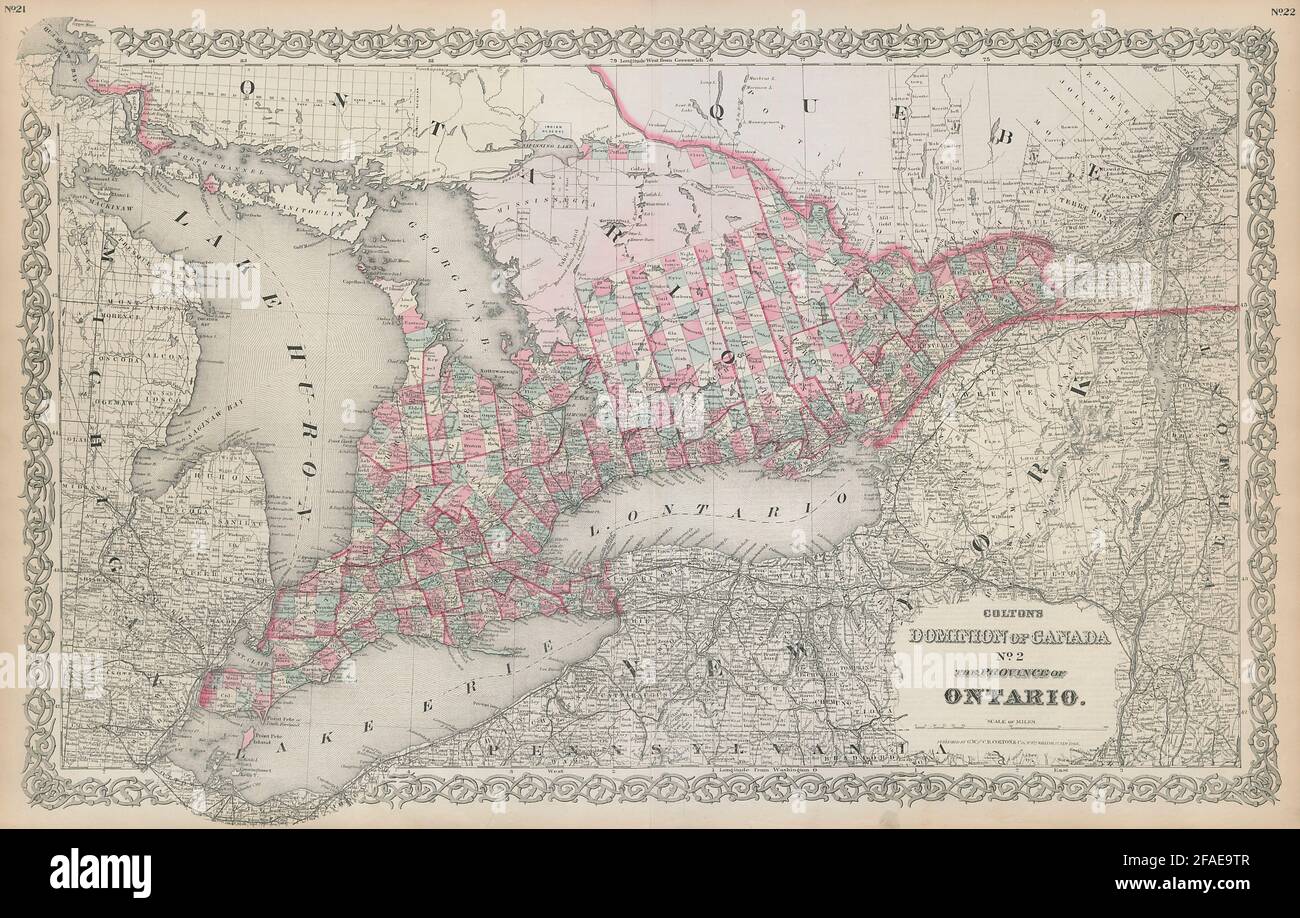 Colton's Dominion of Canada No. 2 Ontario. Great Lakes. Upper New York ...