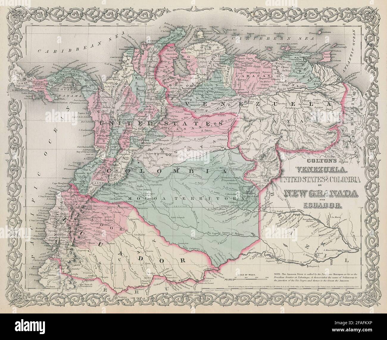 Colton's Venezuela, United States of Colombia or New Granada & Ecuador ...