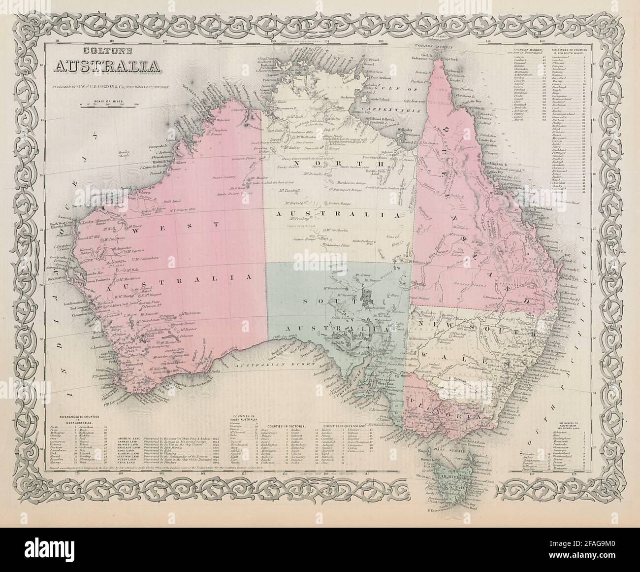 Colton's Australia. Queensland with original borders. Antique map 1869 ...