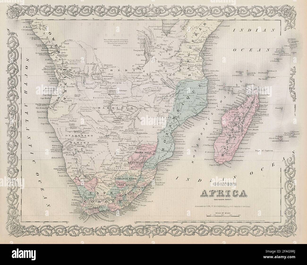 Southern Africa. Cape Colony. Mountains of the Moon. COLTON 1869 old ...
