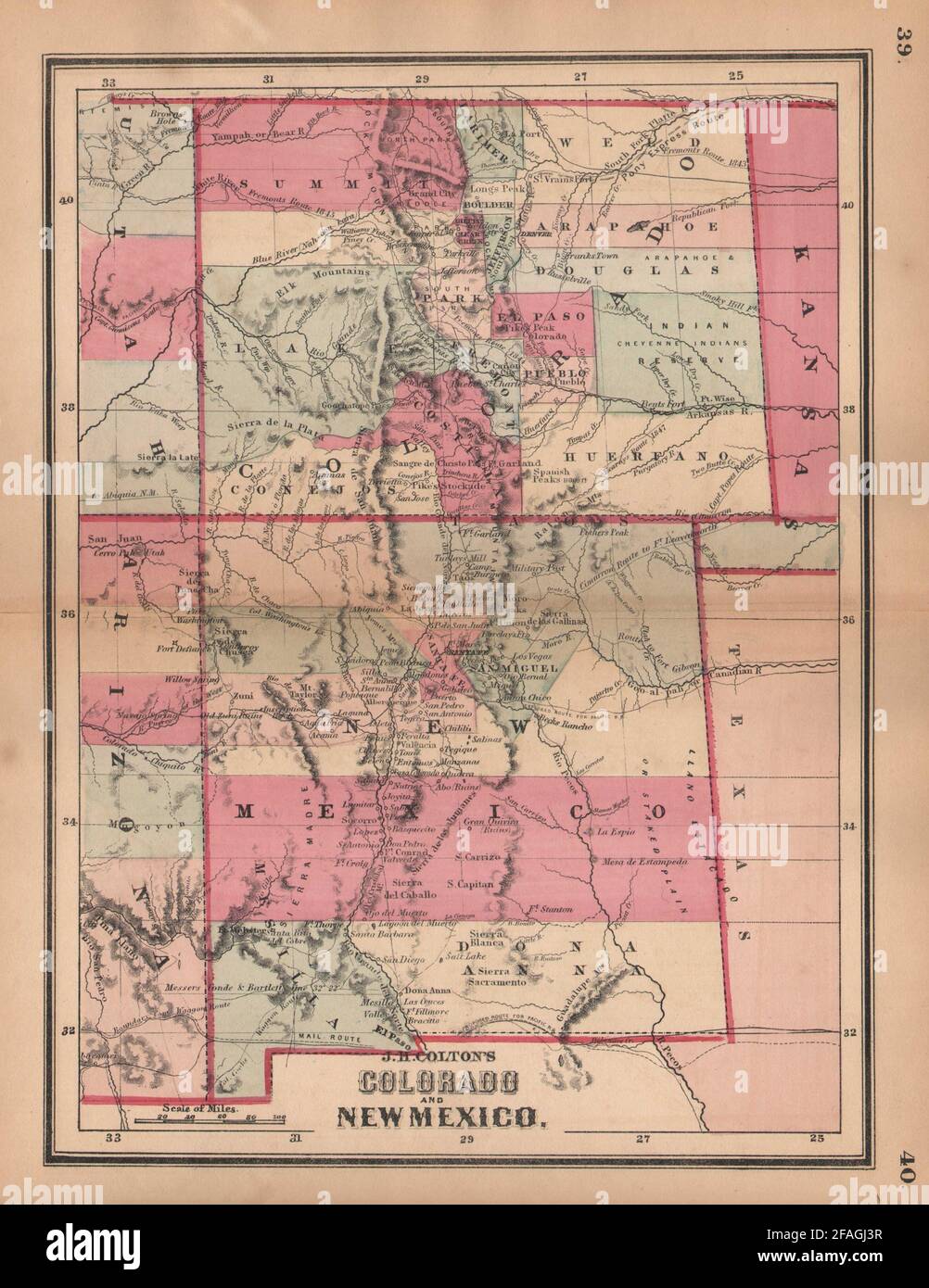 Map of colorado 1864 hi-res stock photography and images - Alamy