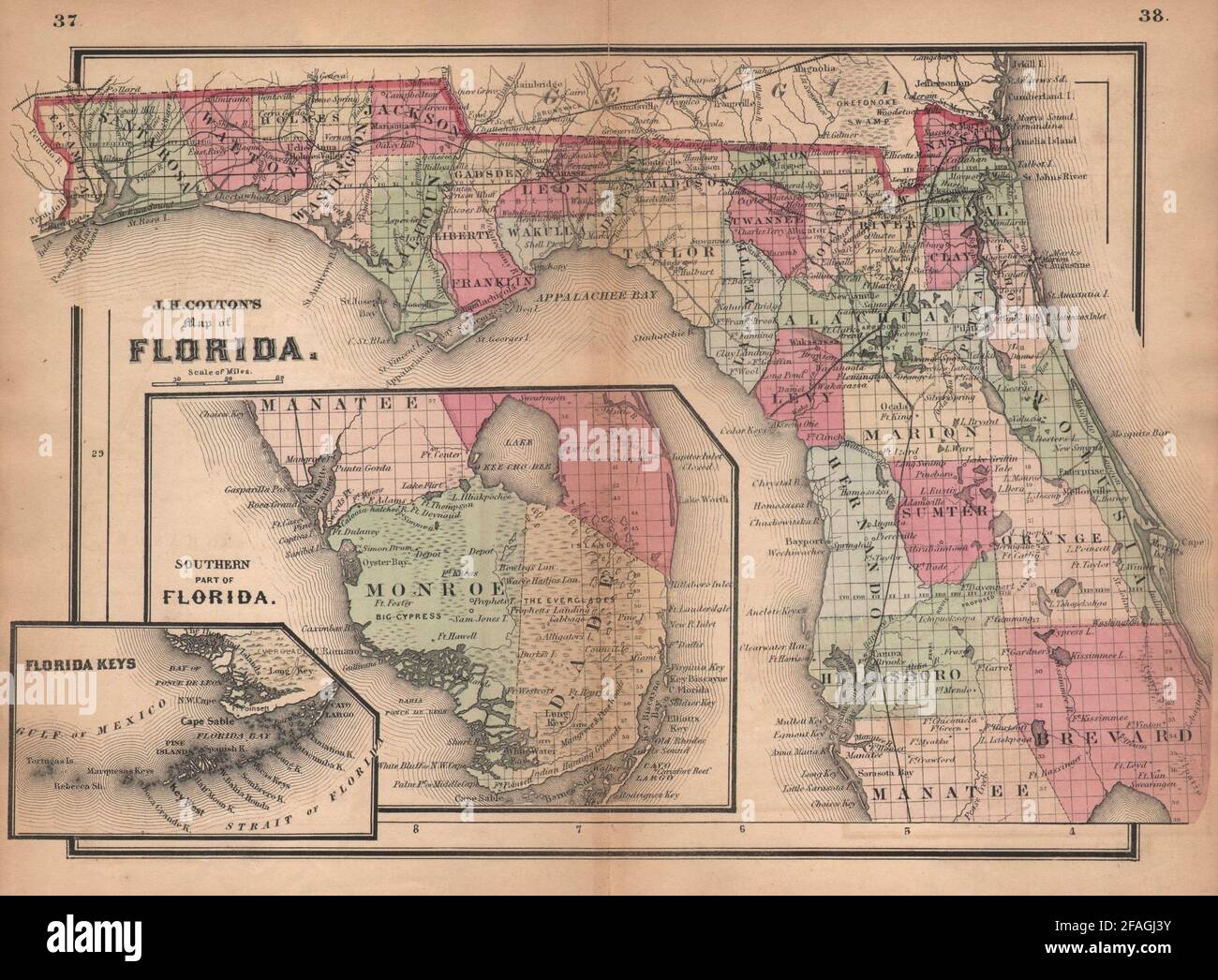 Antique Florida Map 1600 Antique American Map Florida Texas California