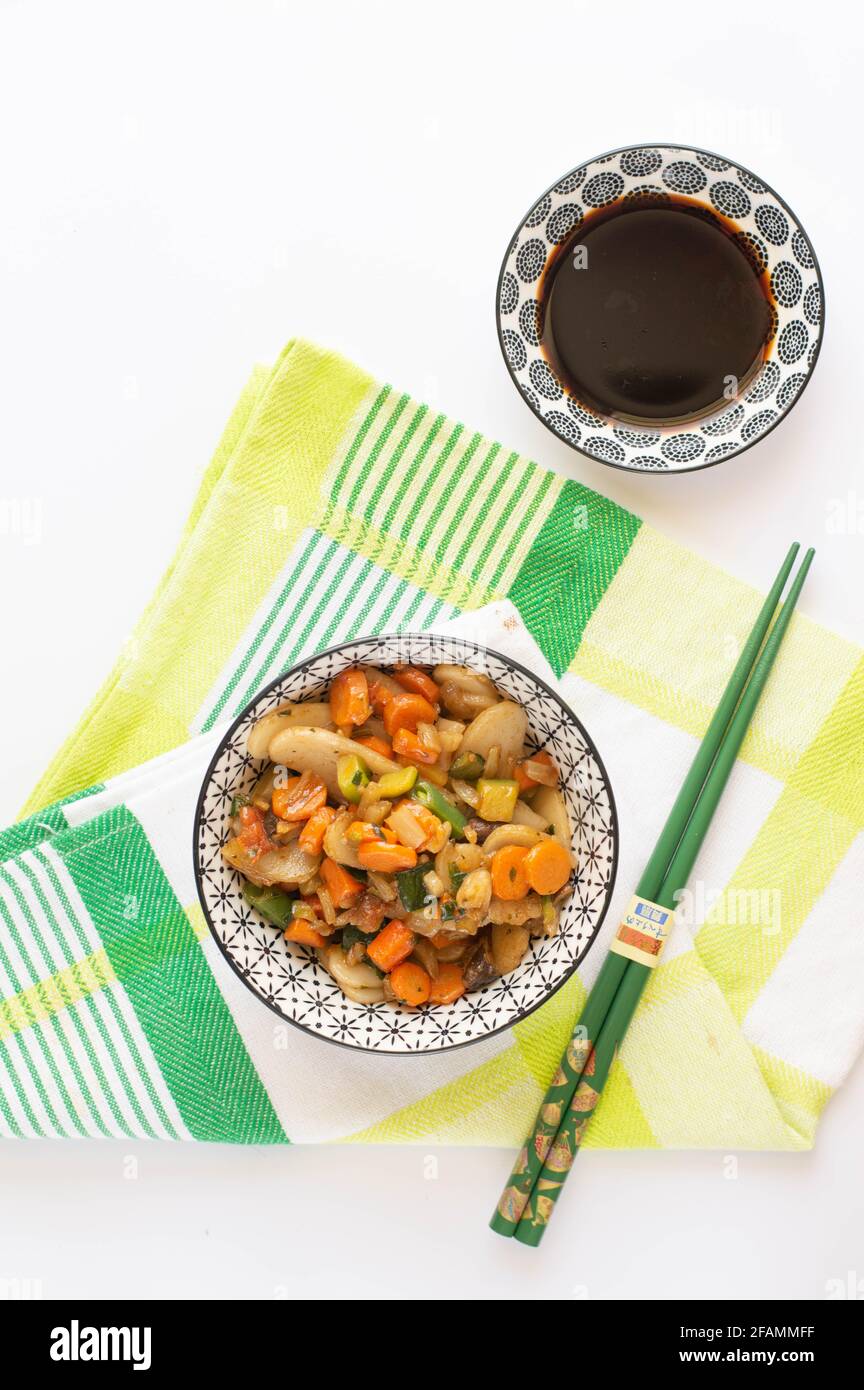 Chinese rice gnocchi, also know as chinese white rice cake. A ...