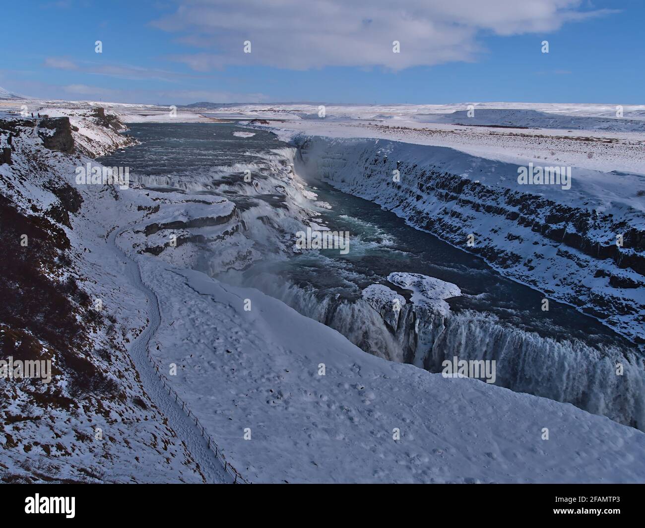 Stunning aerial view of Gullfoss waterfall (Icelandic: golden cascade ...