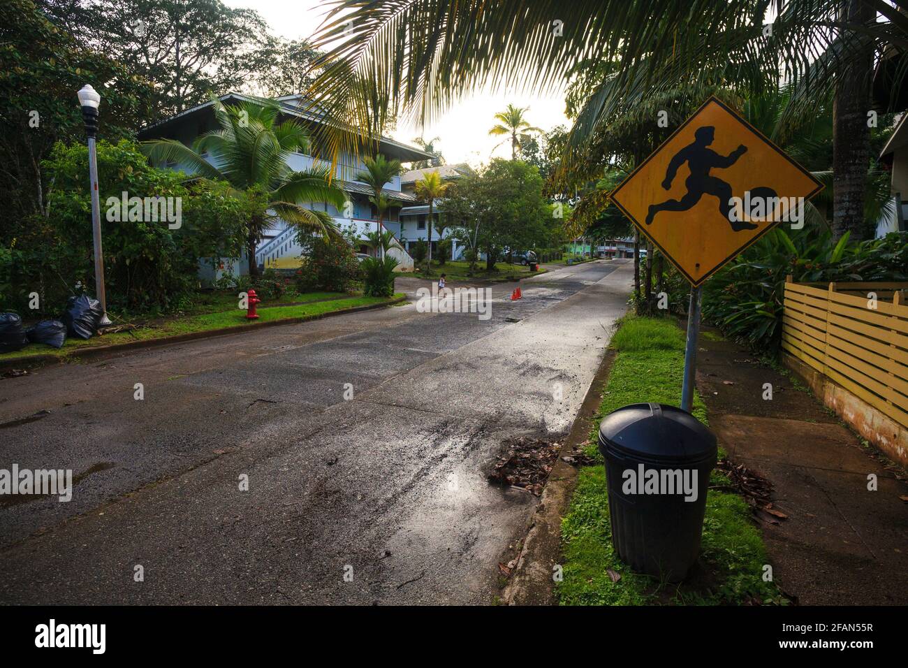 Street at the town of Gamboa, Colon province, Republic of Panama ...