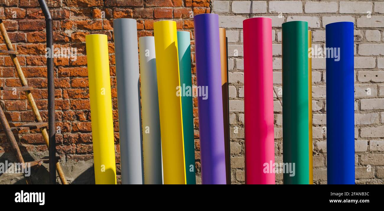 Row of various colored vinyl car wrapping or plotter cutting sticker ...