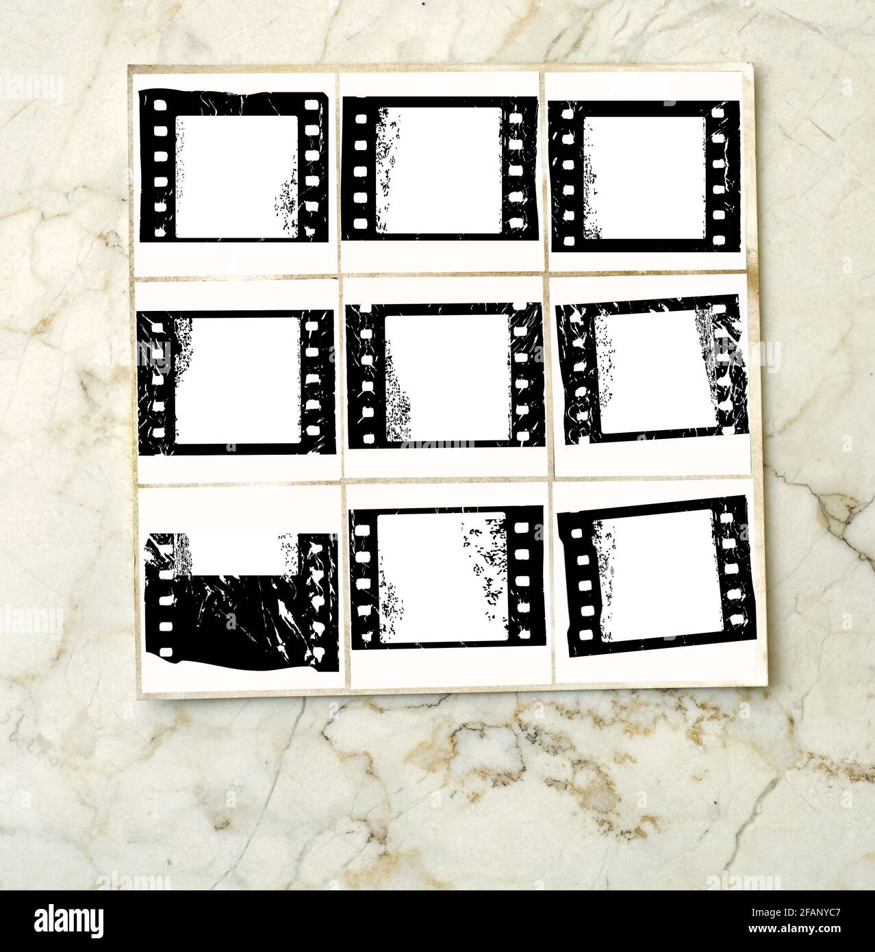 Printed contact sheet with empty camera film photo frames, free copy ...