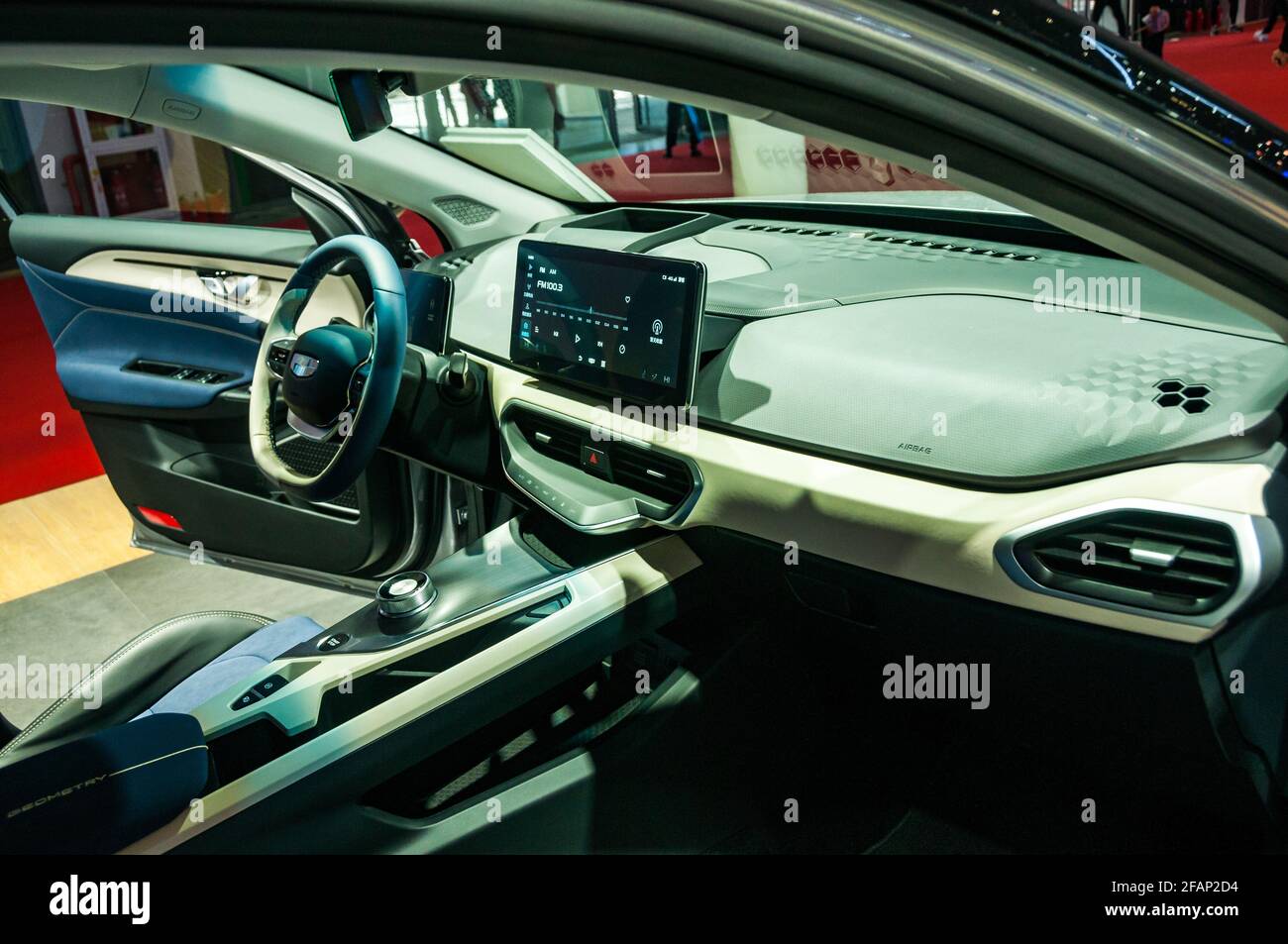 Geely Geometry A Pro on display at the 2021 Shanghai Auto Show, China ...