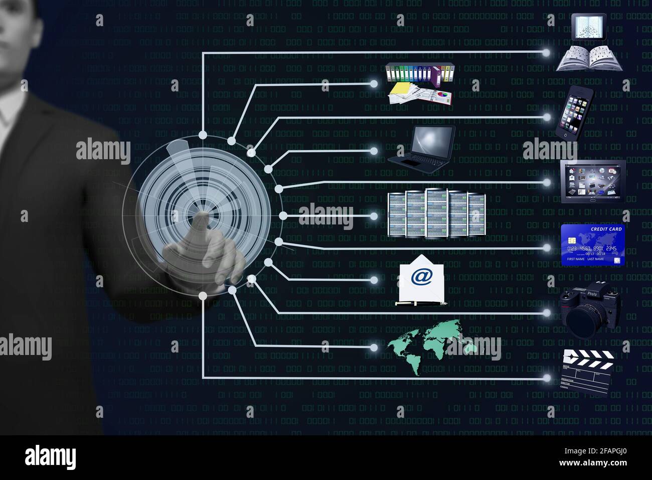 3D illustration. Man, manager, businessman, computer scientist. Digital ...
