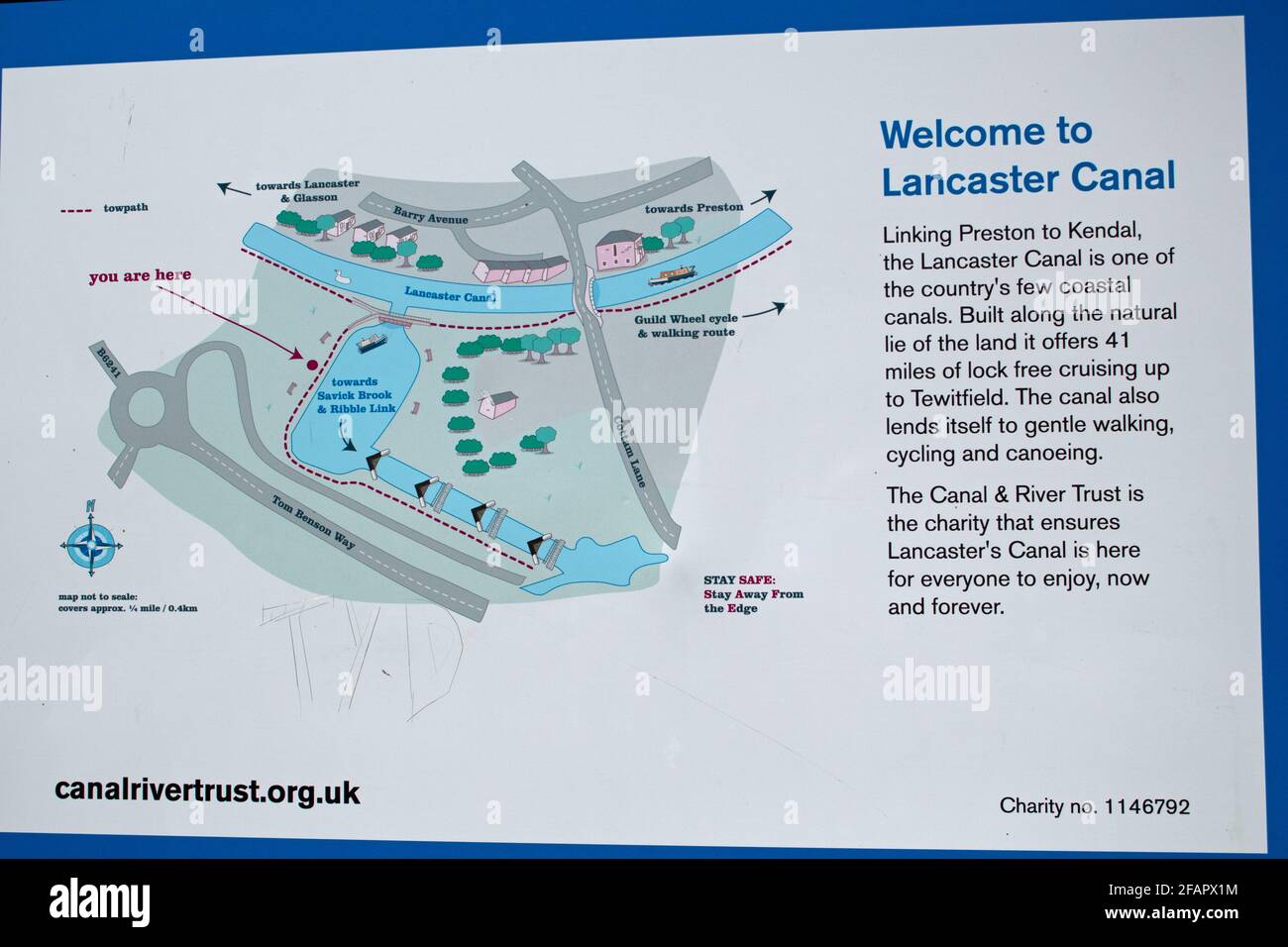 Welcome the Lancaster Canal Welcome sign Stock Photo - Alamy