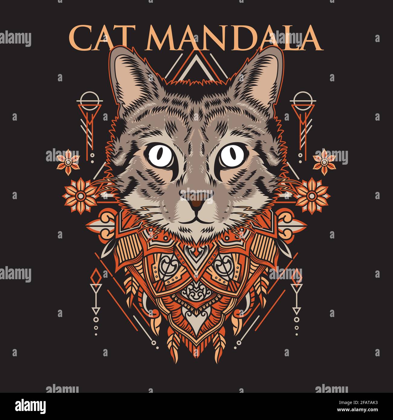 Cat mandala tshirt design vector illustration style suitable for poster ...