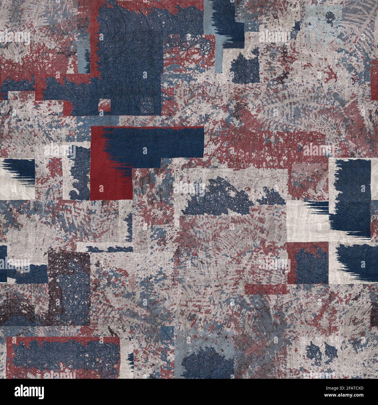 Seamless red white and blue textured retro pattern Stock Photo - Alamy