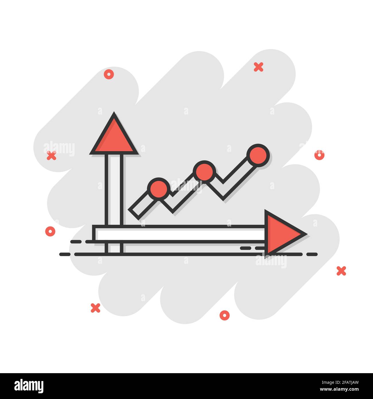 Market trend icon in comic style. Financial growth cartoon vector ...