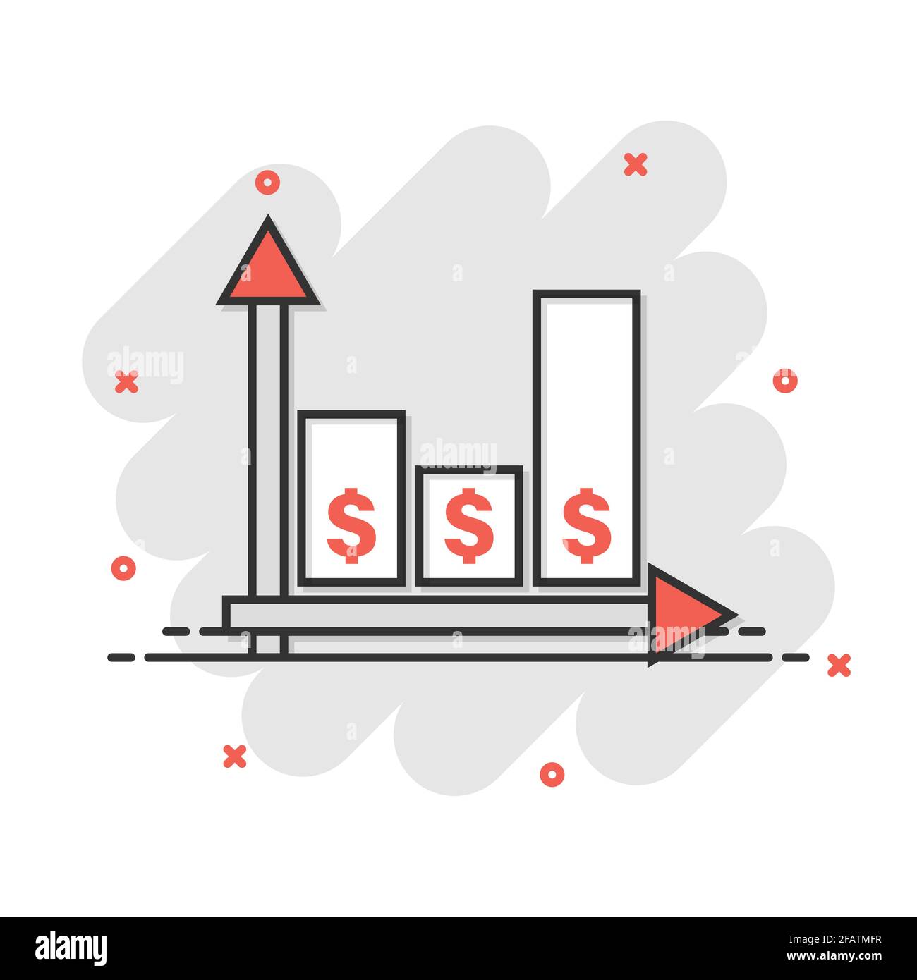 Money growth icon in comic style. Arrow progress cartoon vector ...