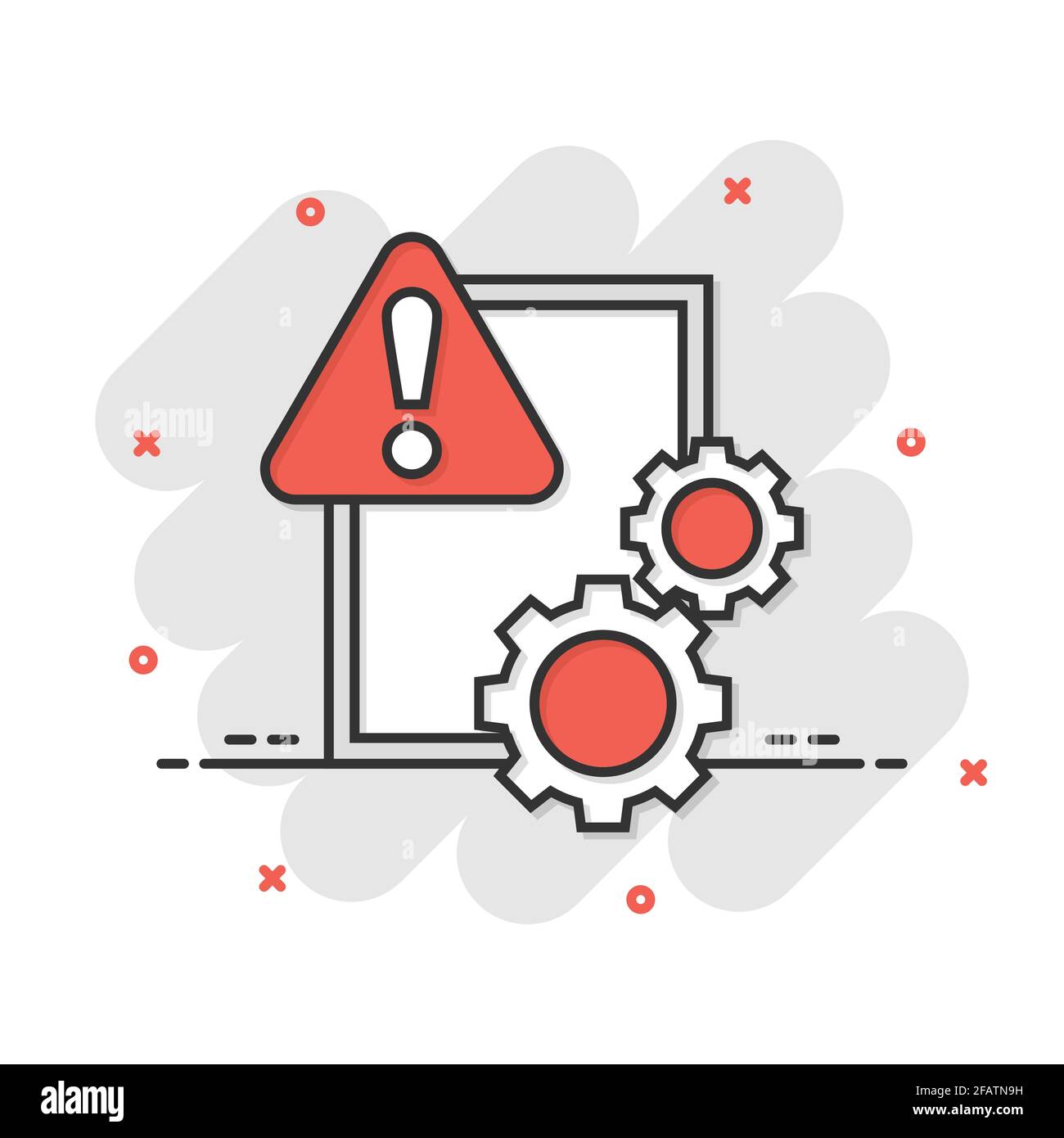 Document error icon in comic style. Broken report cartoon vector ...