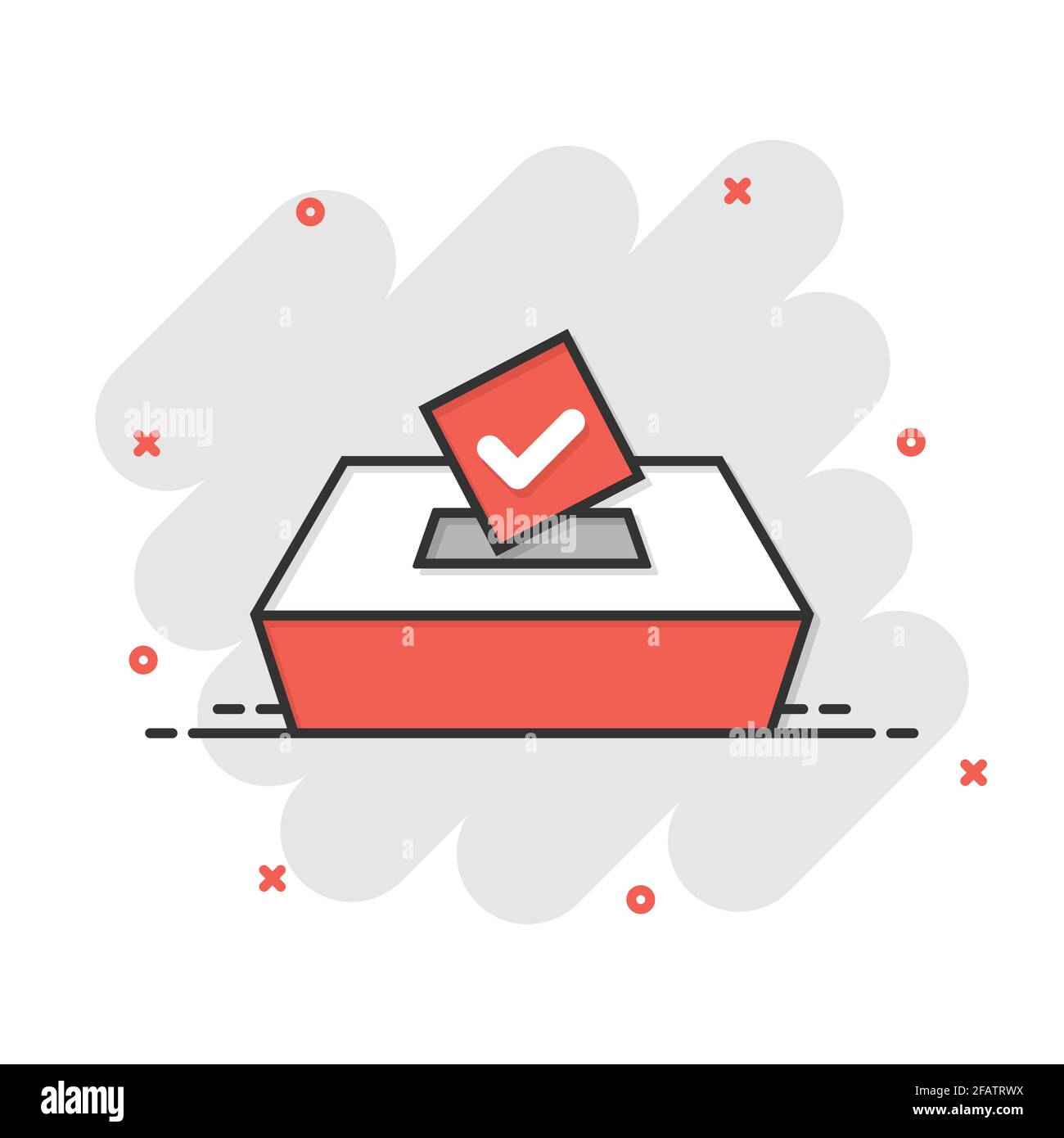 Vote icon in comic style. Ballot box cartoon vector illustration on ...