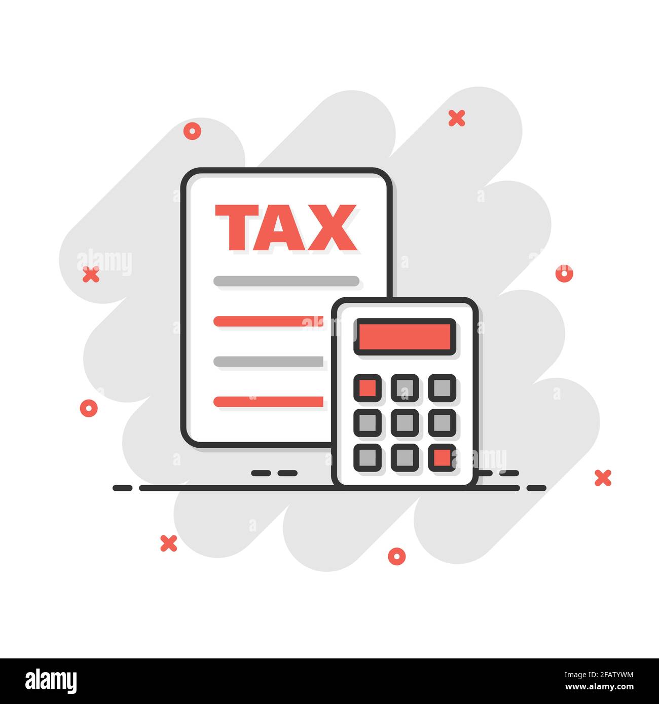 Tax payment icon in comic style. Budget invoice cartoon vector ...
