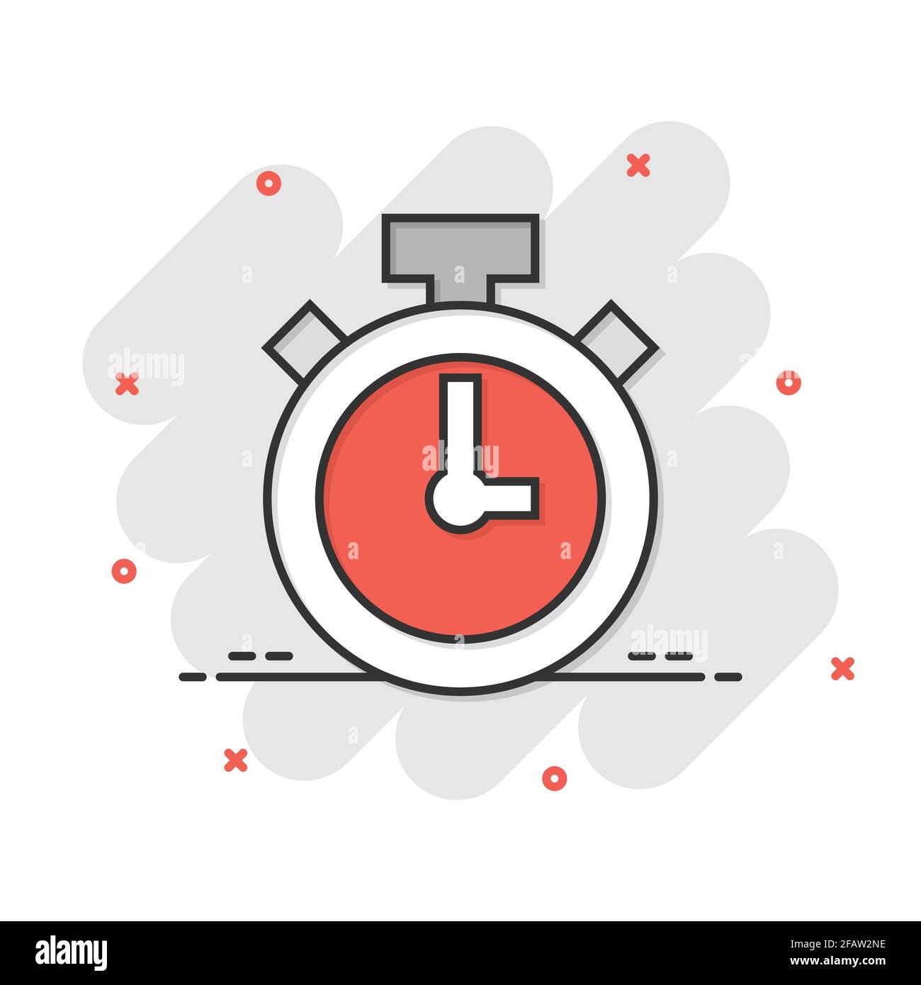 Clock icon in comic style. Watch cartoon vector illustration on white ...
