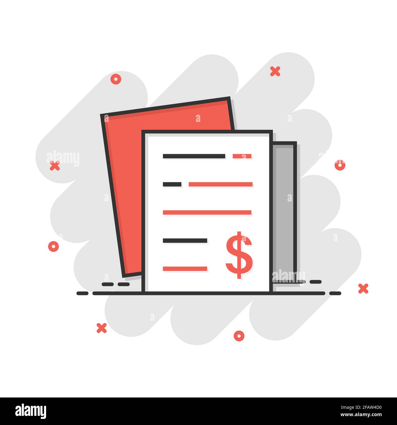 Financial statement icon in comic style. Document cartoon vector ...