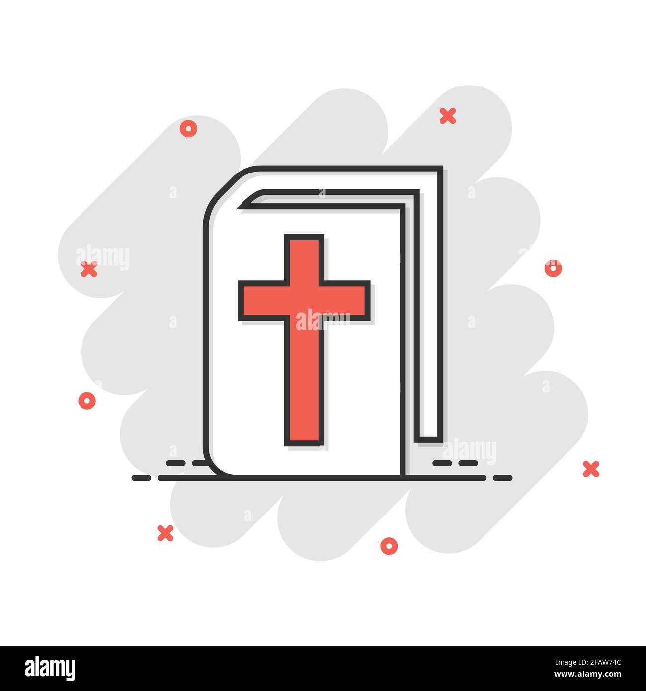 Bible book icon in comic style. Church faith cartoon vector ...