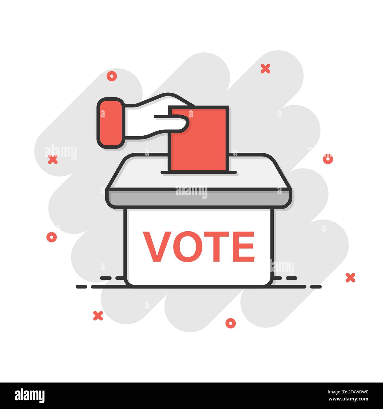 Vote icon in comic style. Ballot box cartoon vector illustration on ...