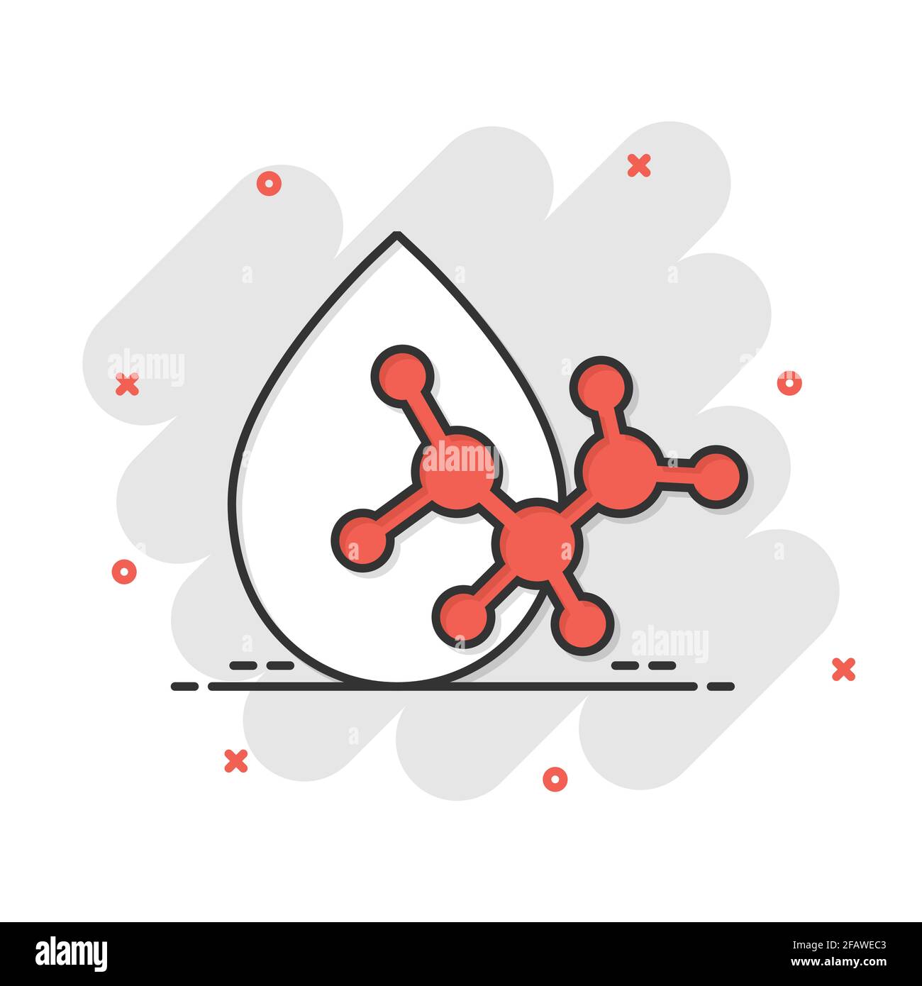 Acid molecule icon in comic style. Dna cartoon vector illustration on ...