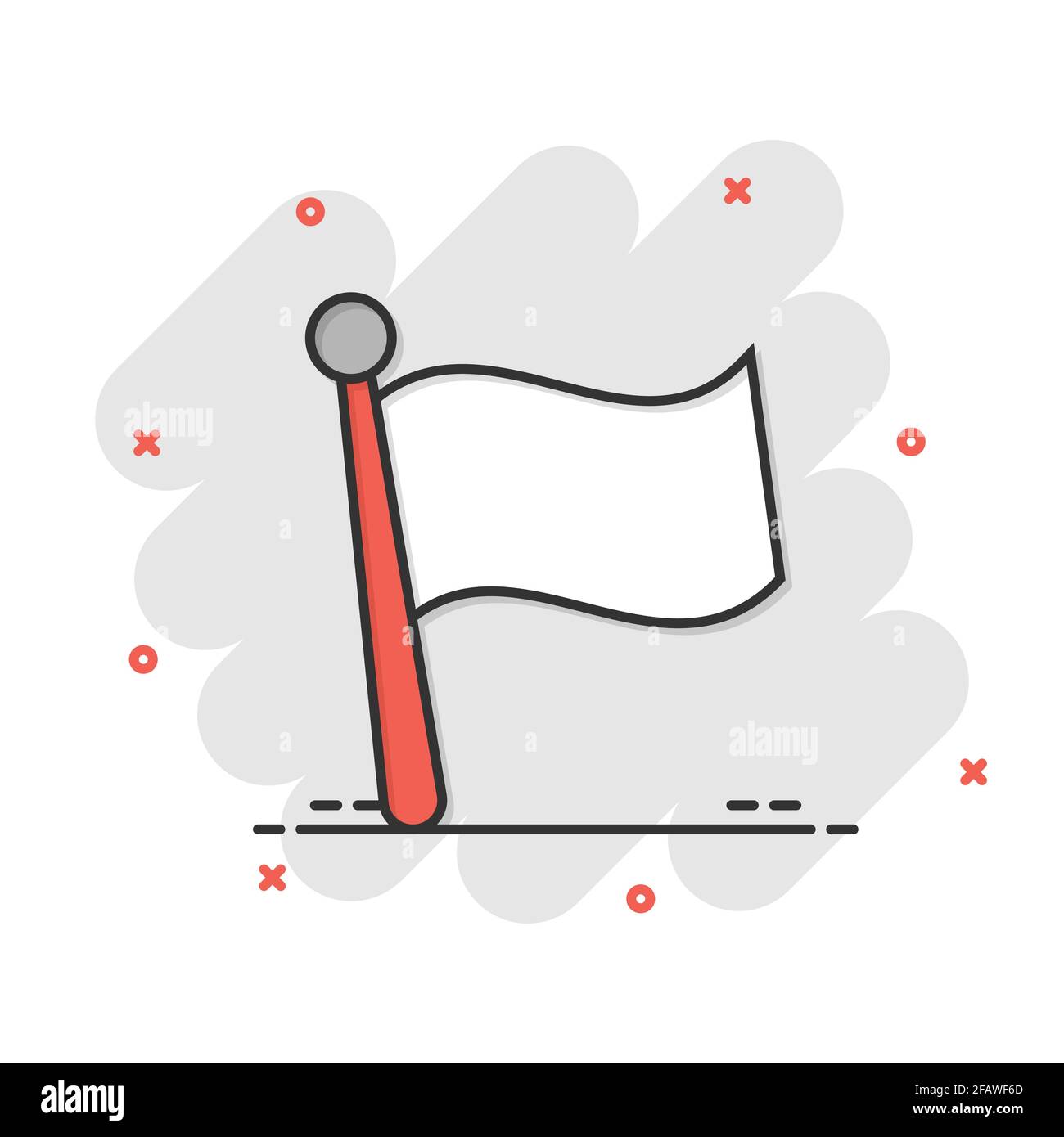 Flag icon in comic style. Pin cartoon vector illustration on white ...