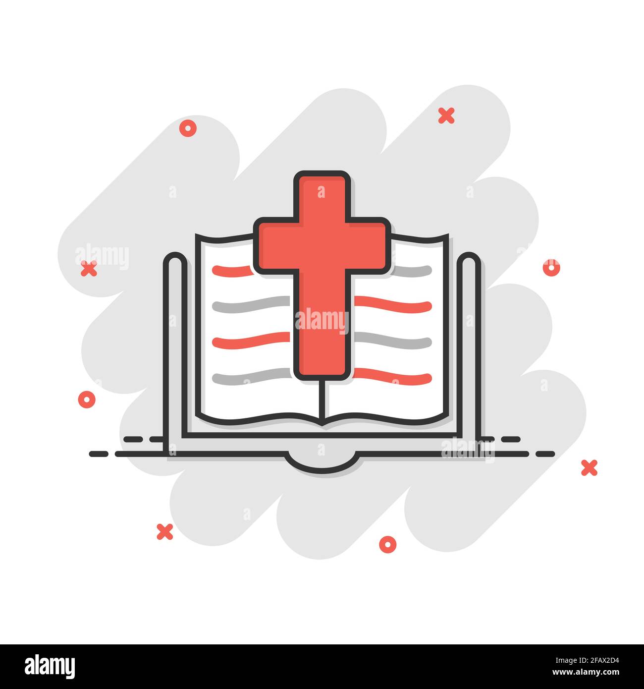 Bible book icon in comic style. Church faith cartoon vector ...