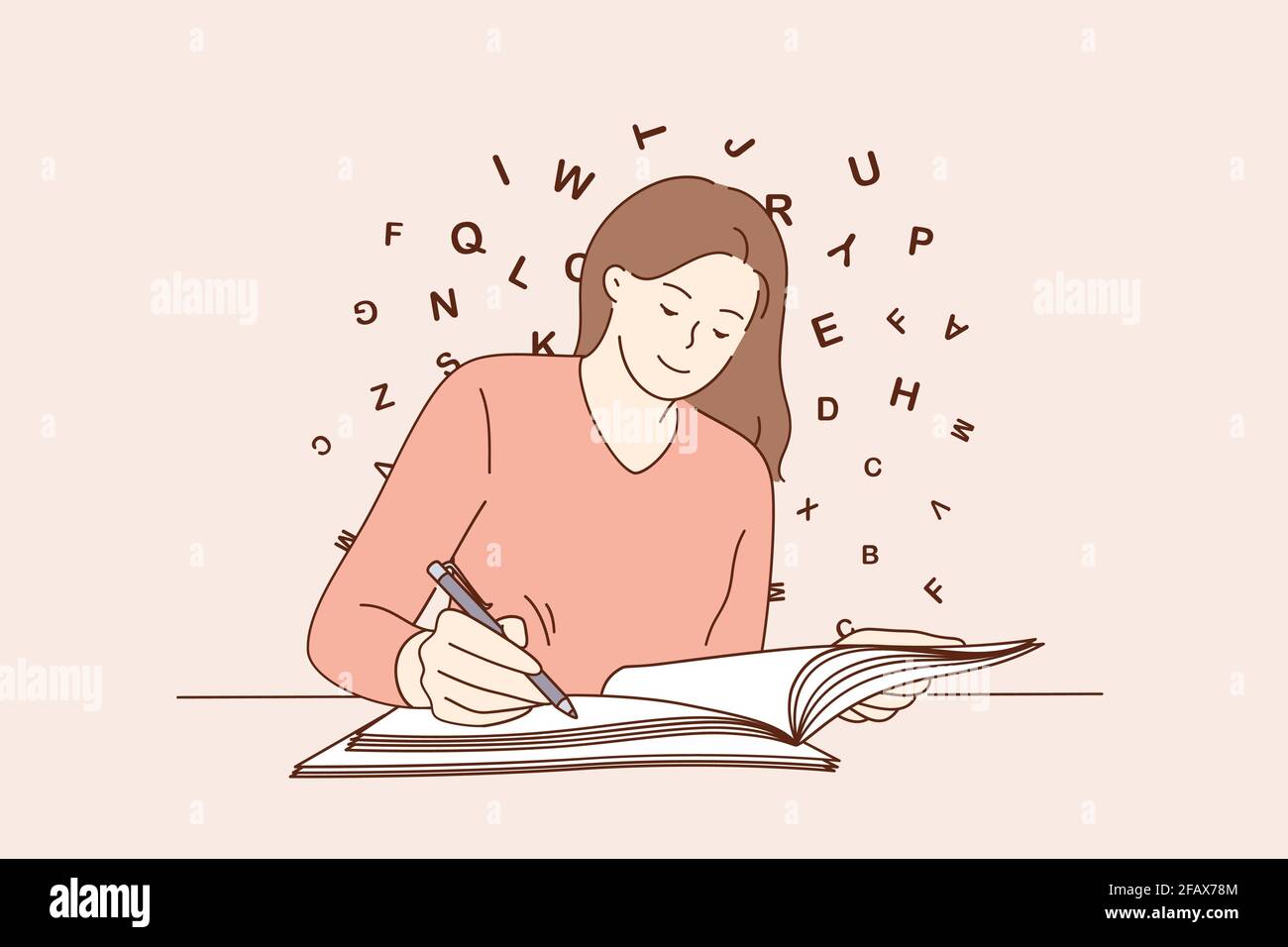 Person writing document table Stock Vector Images - Alamy