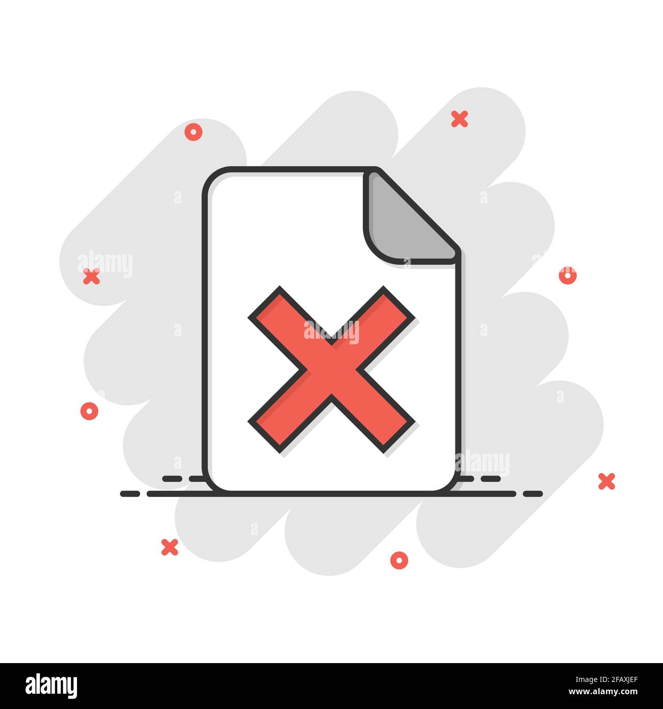 Document error icon in comic style. Broken report cartoon vector ...