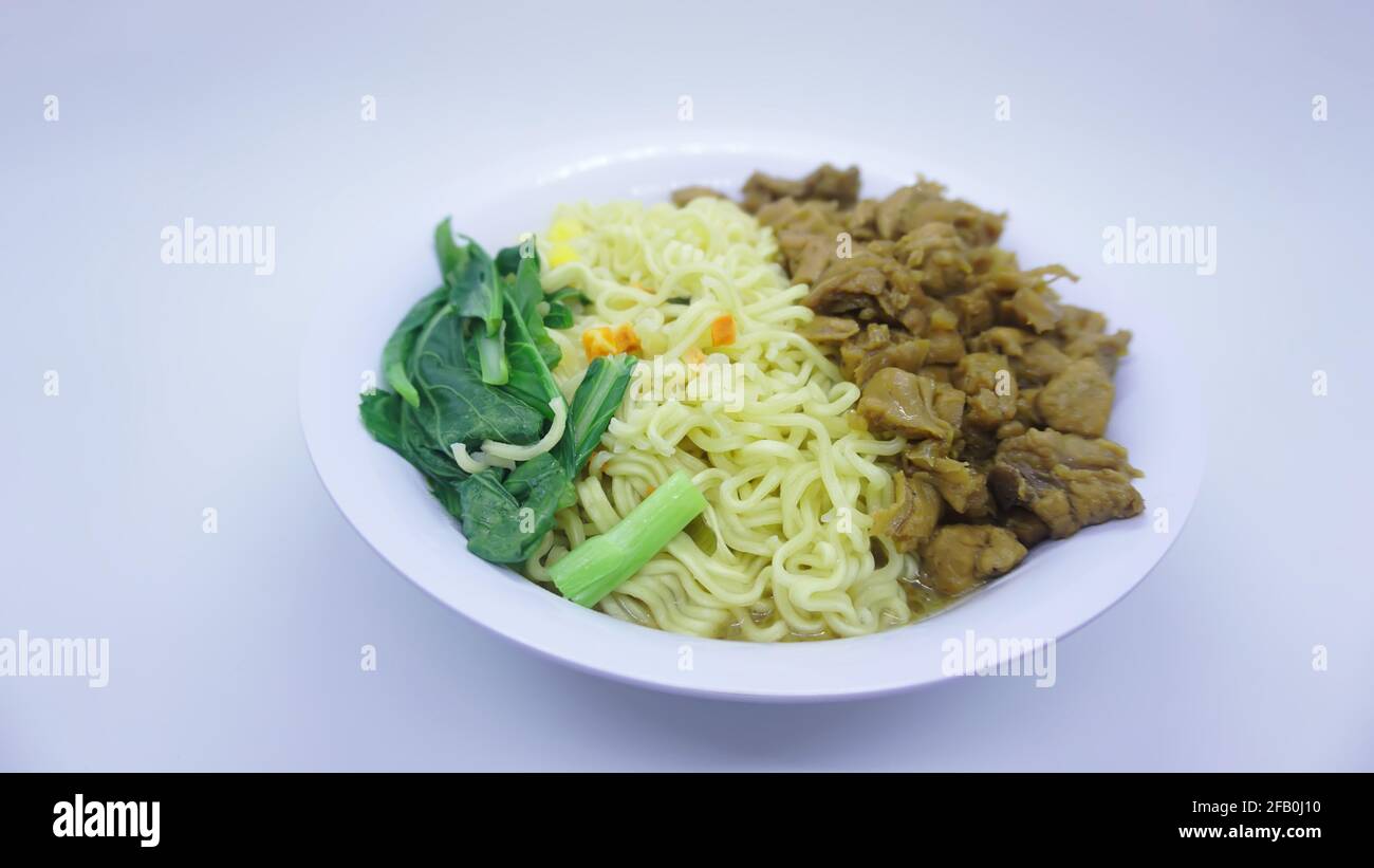 Mie ayam, mi ayam or bakmi ayam may be a common Indonesian dish of prepared yellow wheat noodles ...
