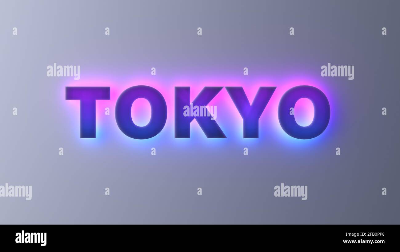 Tokyo design typography lettering with neon glowing gradient lights. 3d ...