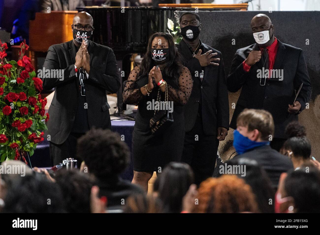 Minneapolis, United States. 22nd Apr, 2021. Members of George Floyd's ...