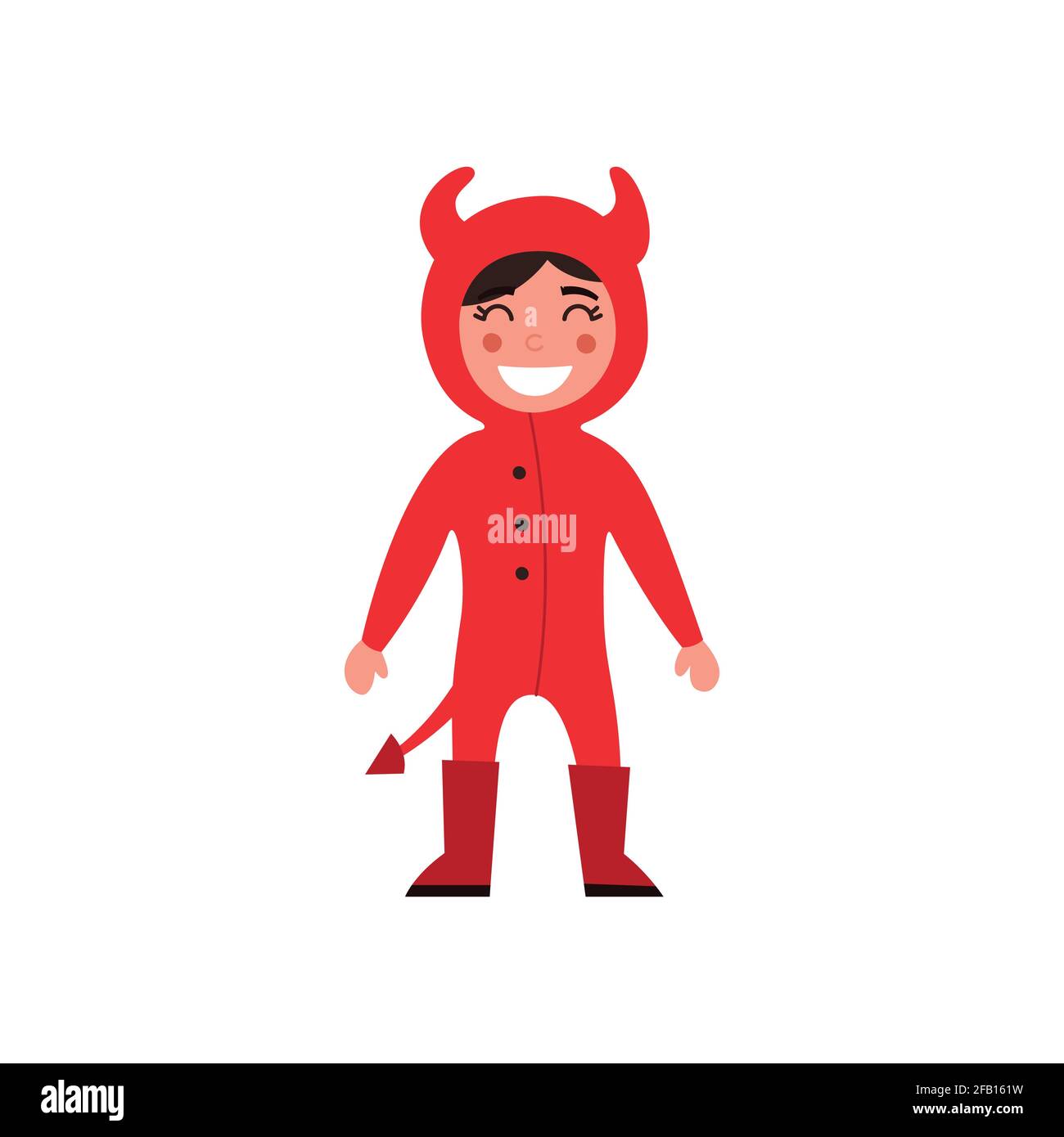 Vector cute cartoon kid in colorful Halloween costume devil. Cartoon ...