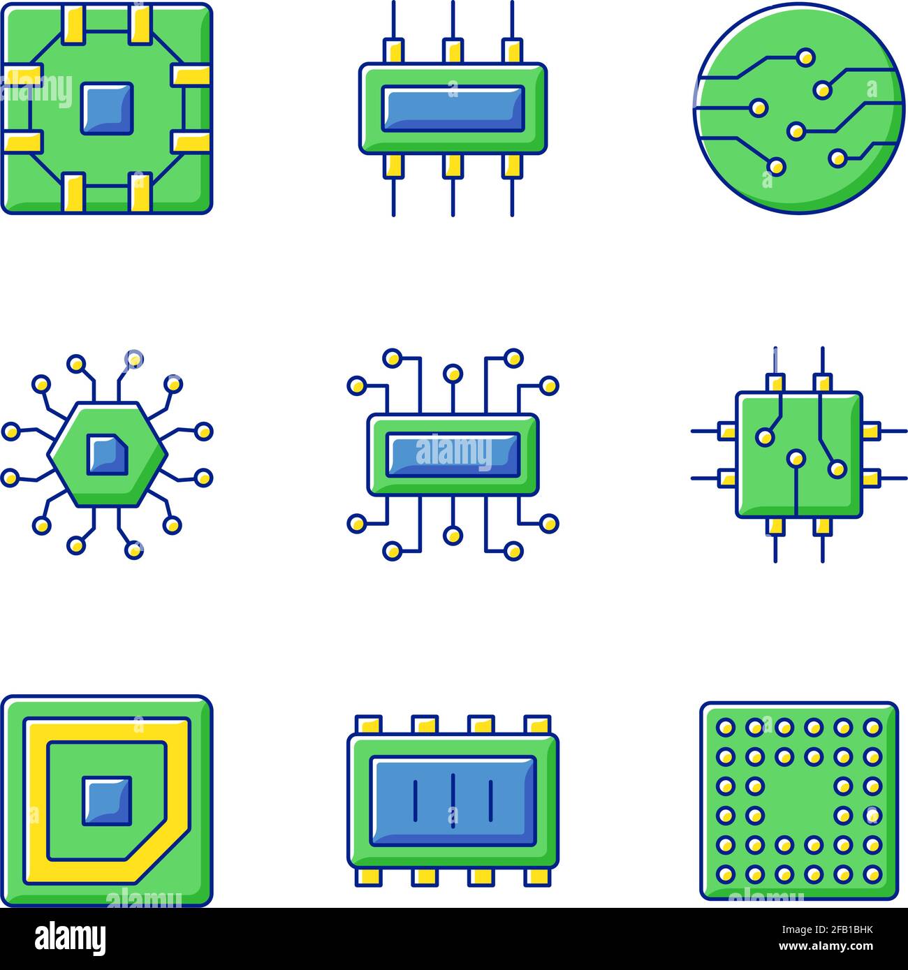 Microcircuits RGB color icons set Stock Vector Image & Art - Alamy