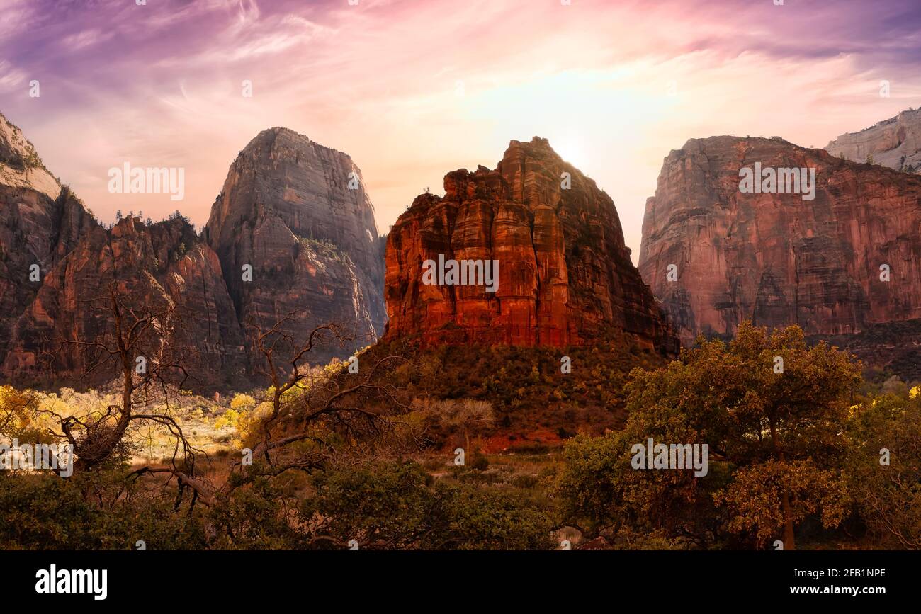 Panoramic American landscape view of Mountains and Canyon Stock Photo ...